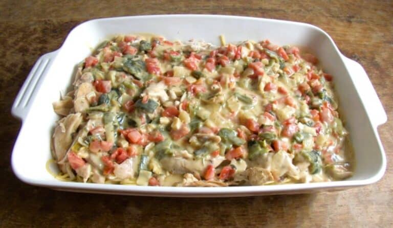 Texas Cheesy Chicken Spaghetti Casserole - Entertaining the RV Life