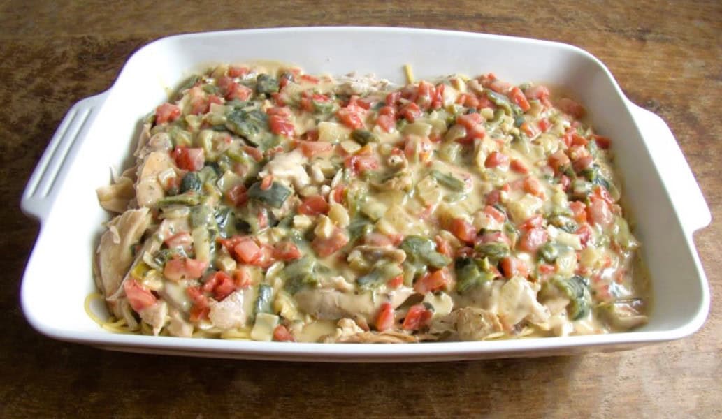 Texas Cheesy Chicken Spaghetti Casserole - Entertaining the RV Life